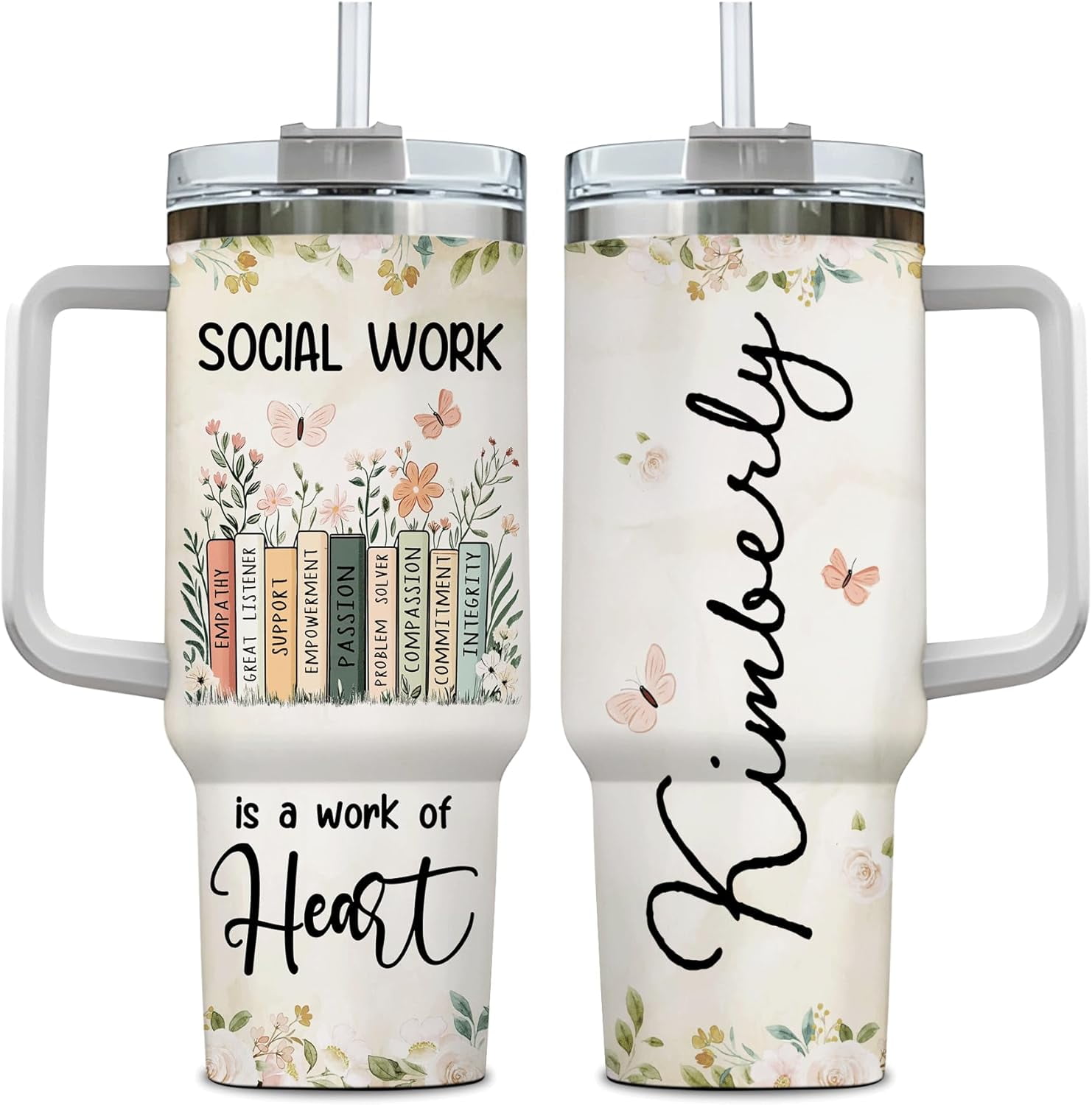Personalized Social Worker 40oz Tumbler with Handle and Straw Gifts for ...