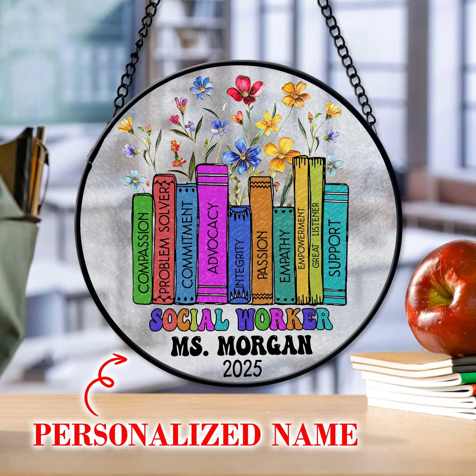 Personalized Social Worker Flower Graduation Suncatcher, Social Worker ...