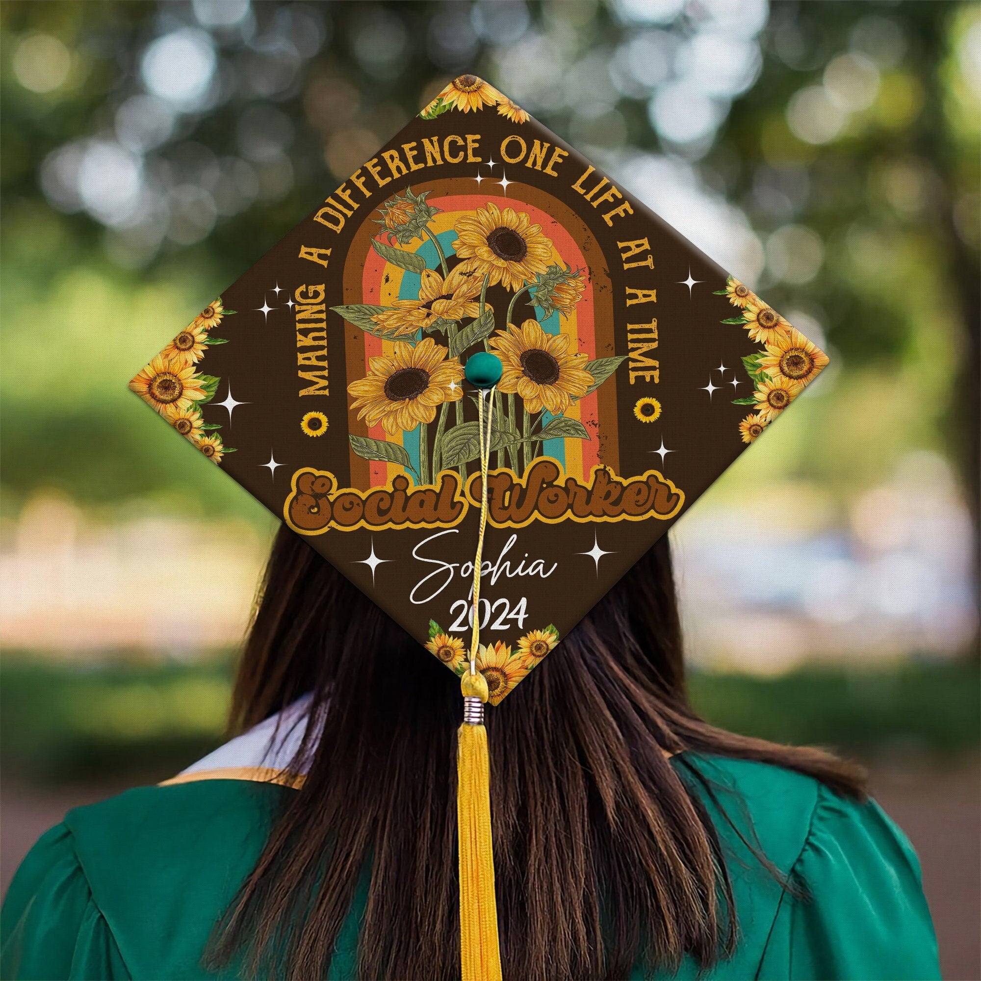 Personalized Social Worker Graduation Cap Topper, MSW Graduation Cap ...