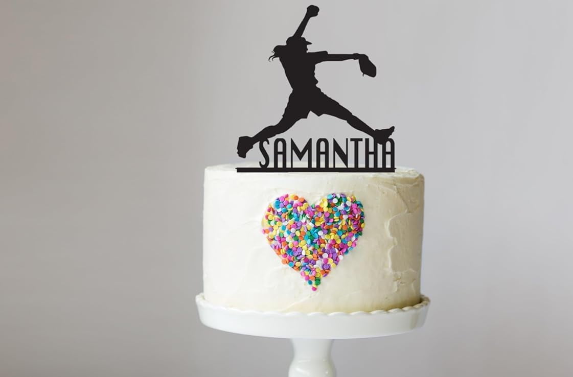 Personalized Softball Player Cake Topper with Keepsake Base, Softball ...