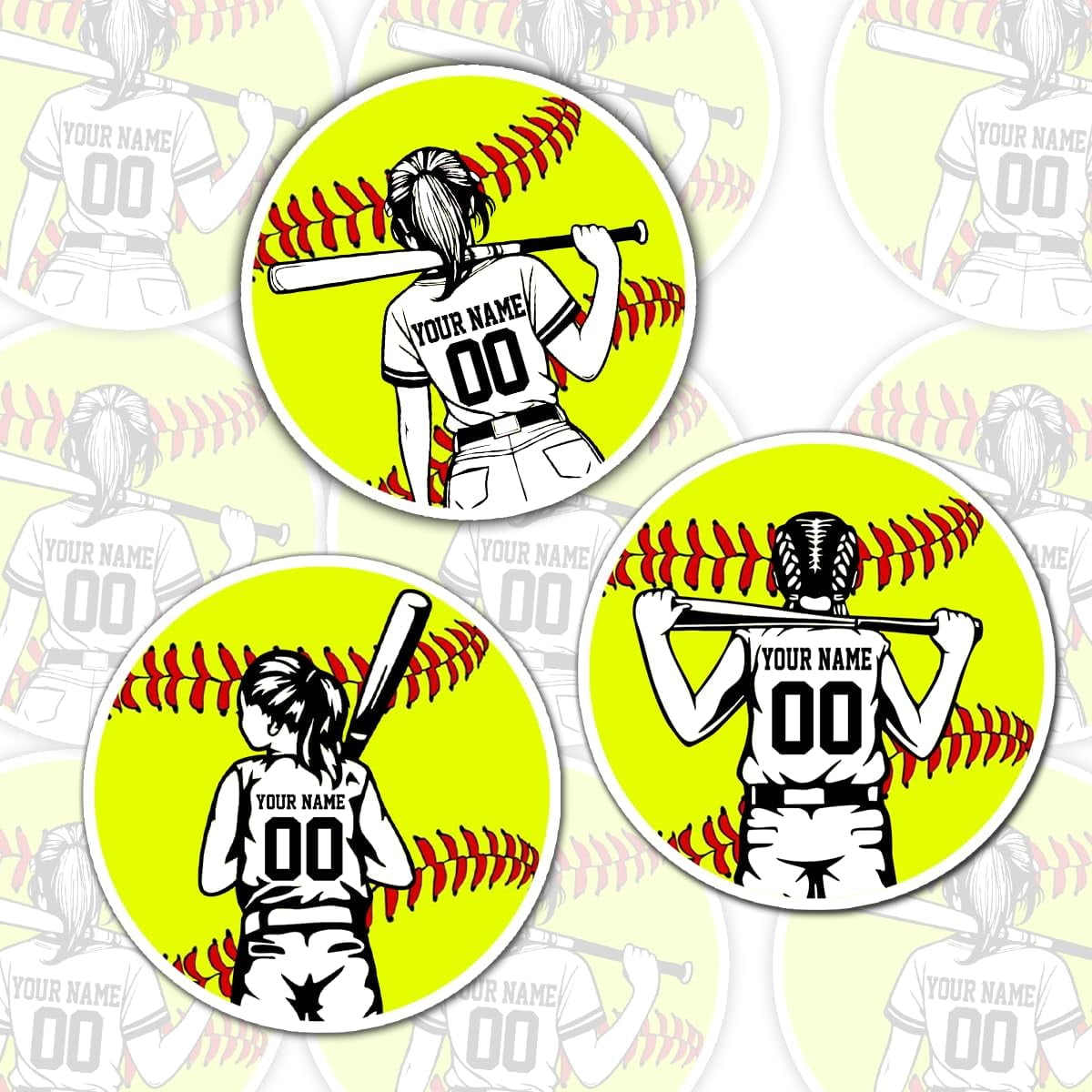 Personalized Softball Stickers for Helmets Custom Softball Sticker Gift ...