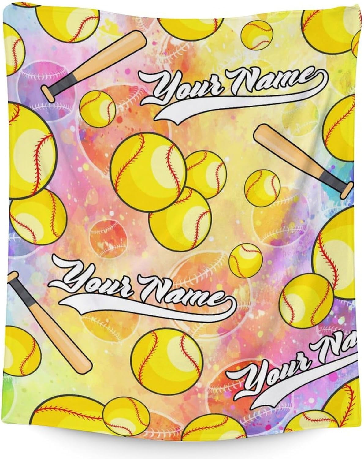 Personalized Softball Throw Blanket with Name- Soft, Fuzzy & Warm ...