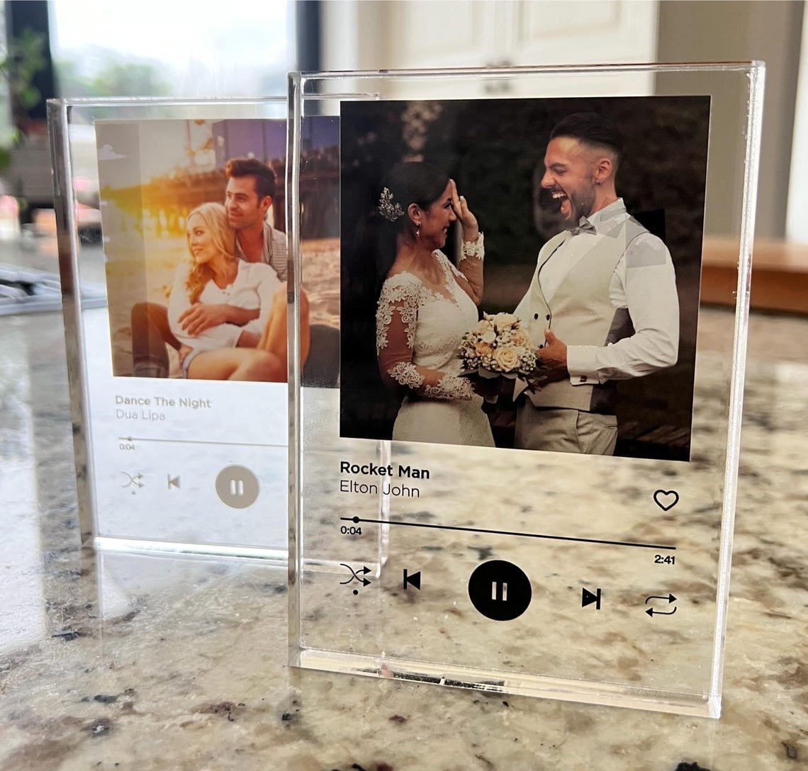 Personalized Song Music Plaque Acrylic Block Custom Photo Playlist Gift ...