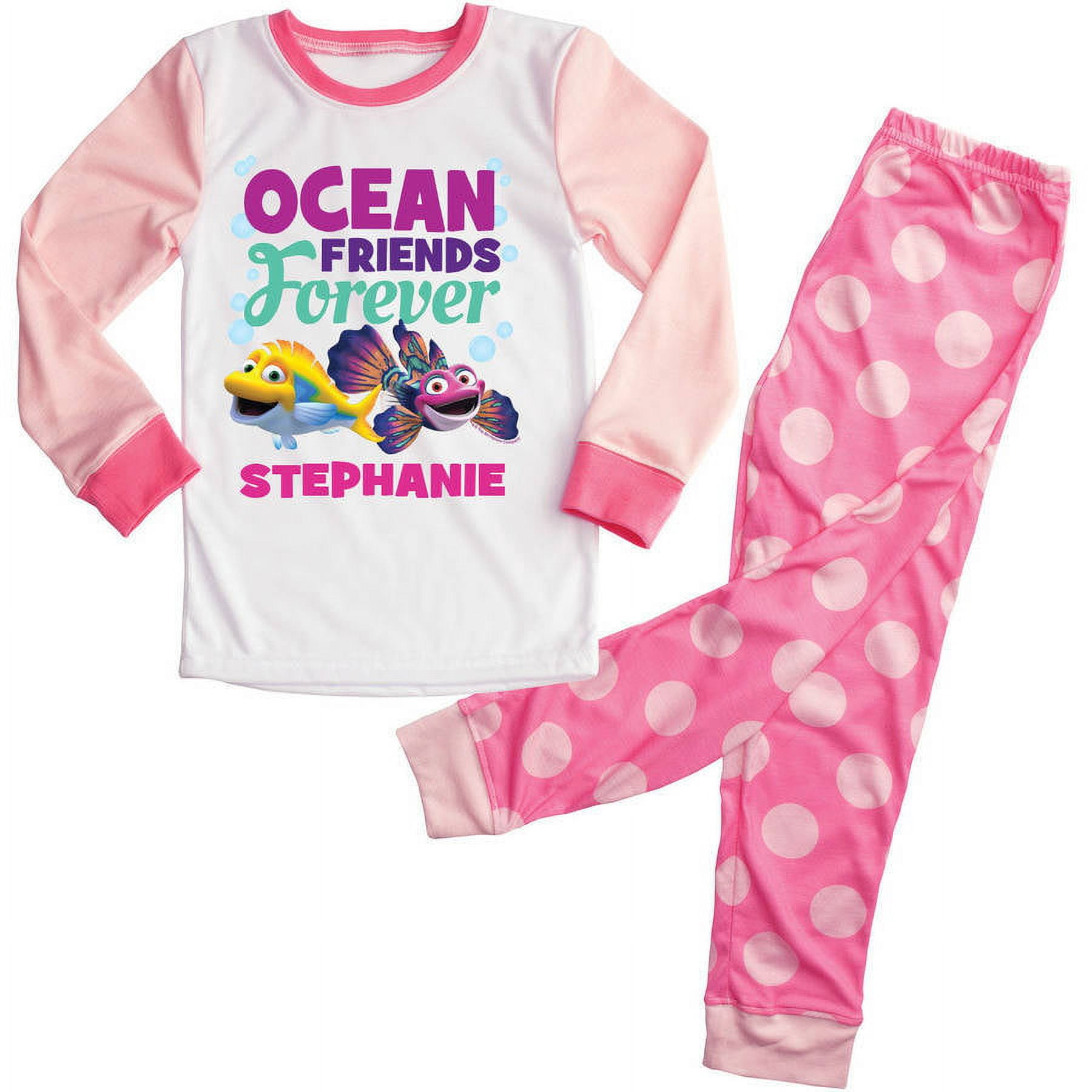 Personalized Splash and Bubbles Pink Toddler Girl Pajama Set - Walmart.com