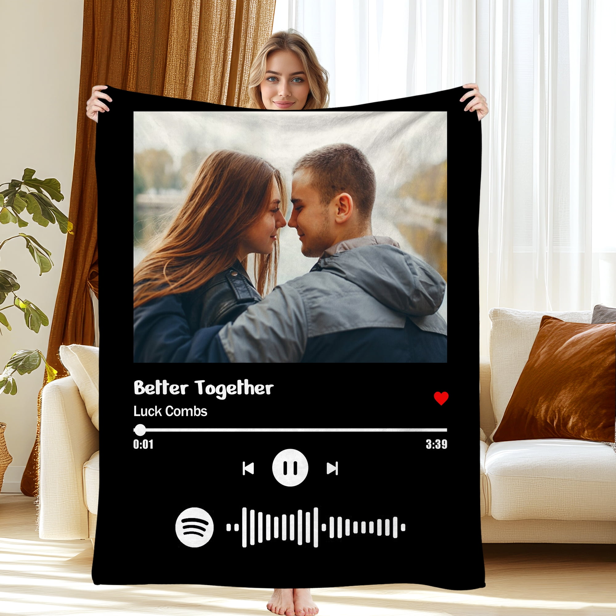 Personalized Spotify Music Blanket, Customized Throw Blanket with ...