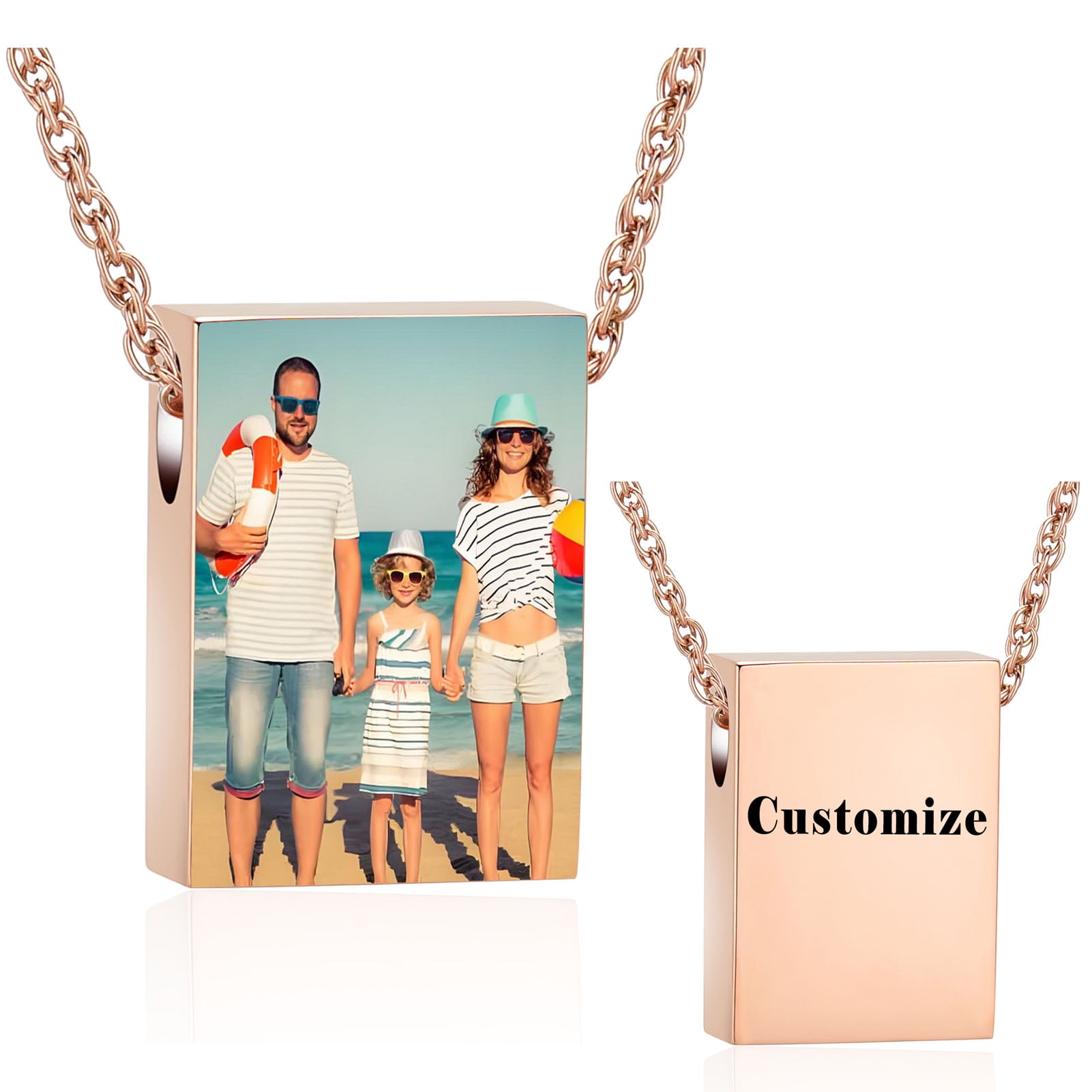 Personalized Square Urn Necklace for Ashes Engraving Photo / Text ...