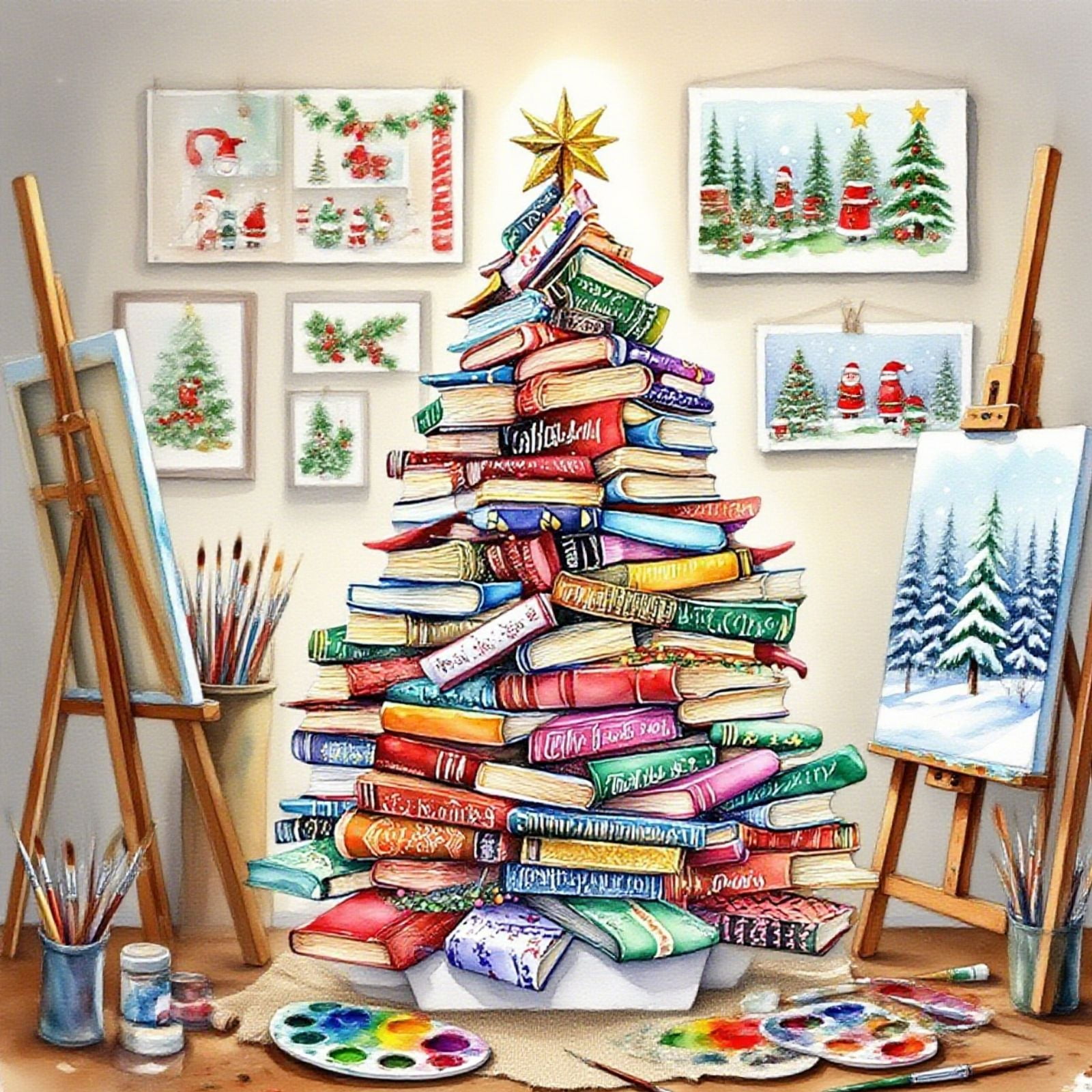 Personalized Stack of Book Tree Ornament - 2025 Bookworm Christmas ...