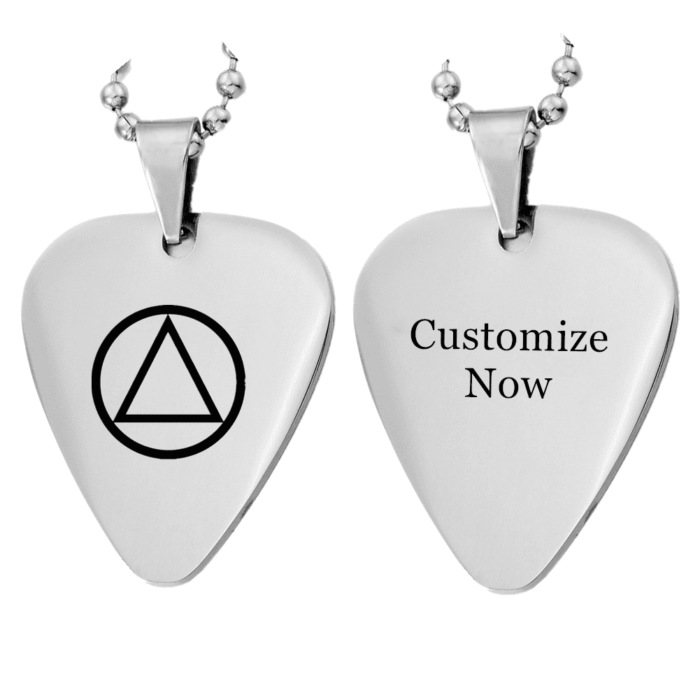 Personalized Stainless Steel Anniversary NA AA Sobriety Guitar Pick ...