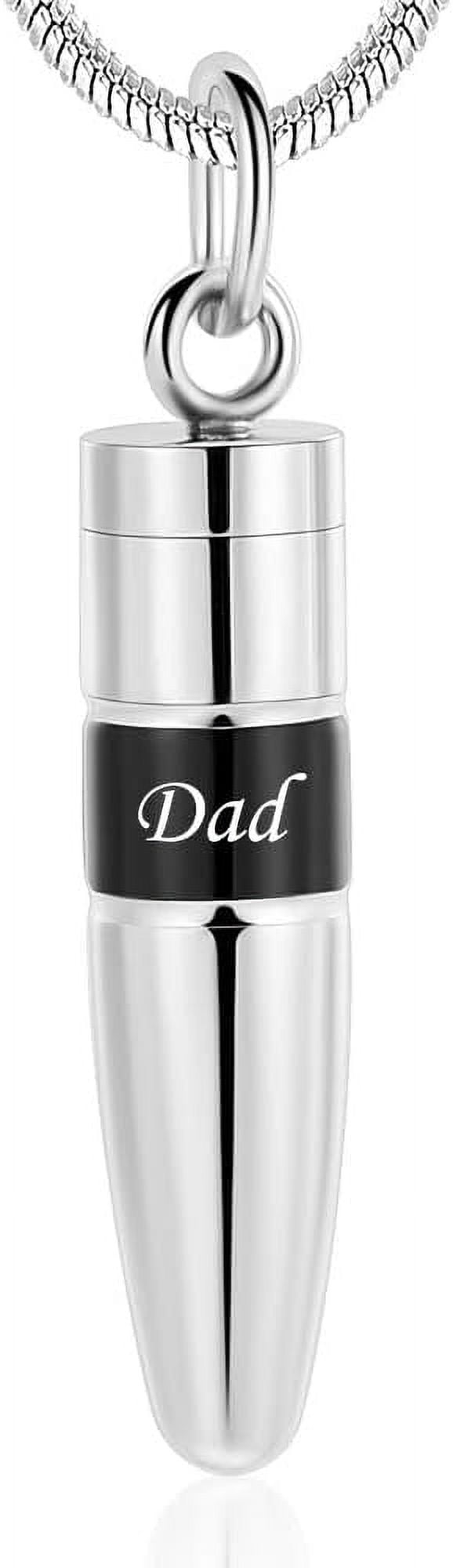 Hearbeingt Personalized Stainless Steel Bullet Urn Necklace, Memorial ...