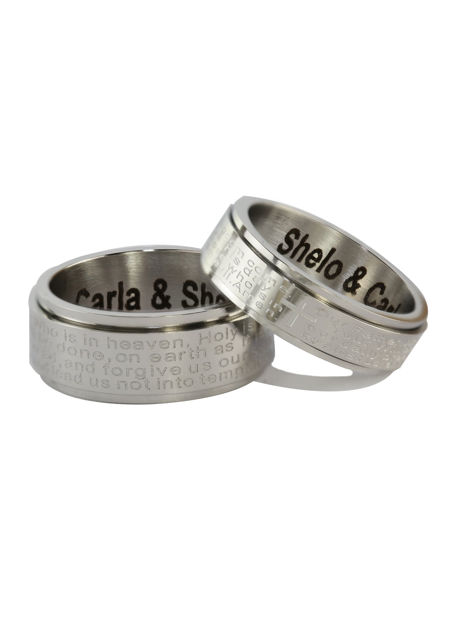 Personalized Stainless Steel Couples Lords Prayer Ring for Her ...