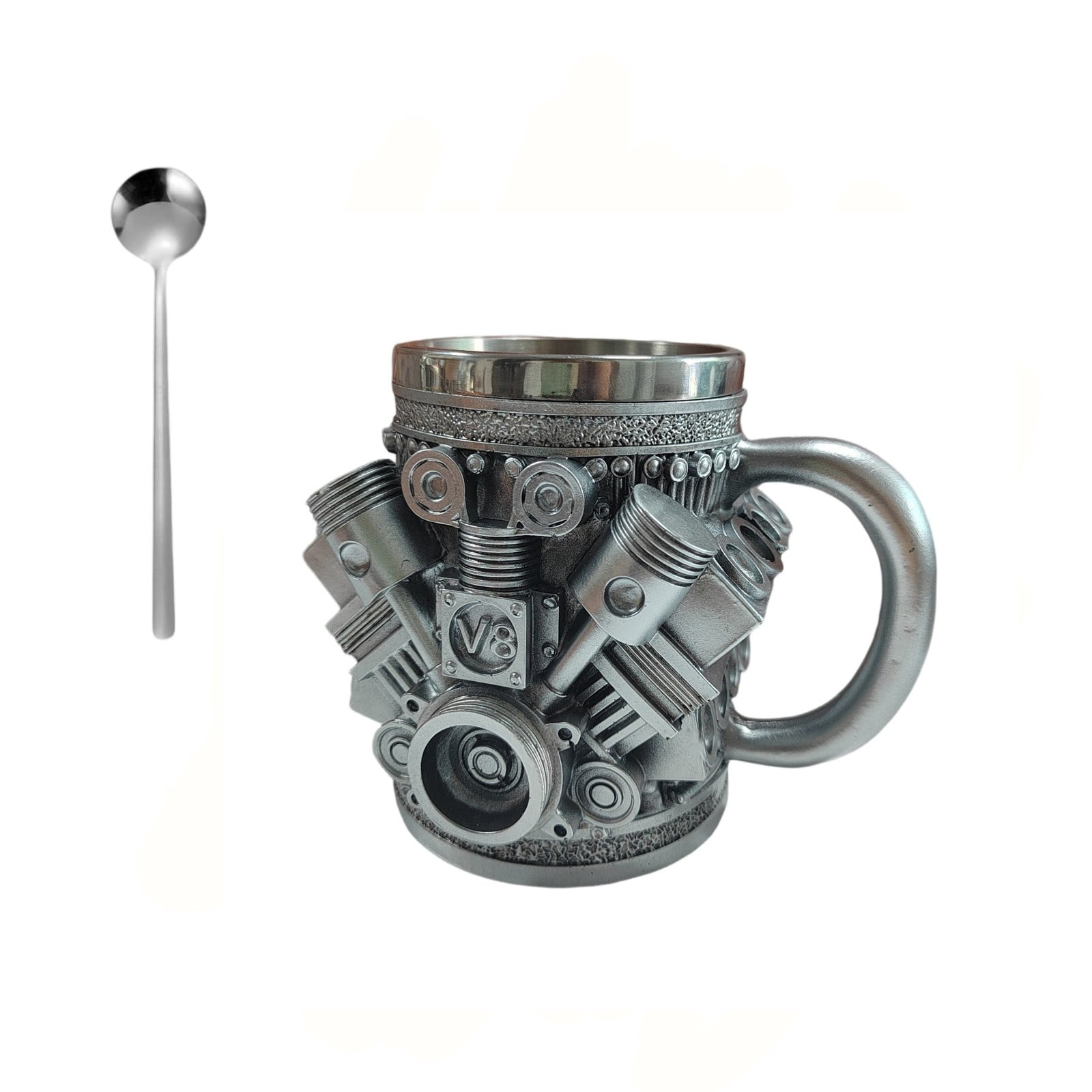 Personalized Stainless Steel Mug - V8 & V6 Engine Design, Handcrafted ...