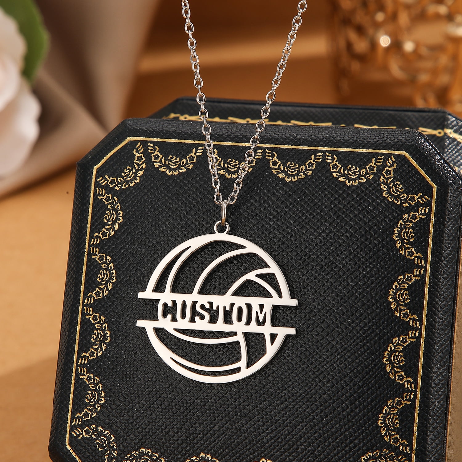 Personalized Stainless Steel Volleyball Pendant Custom Name Necklace ...
