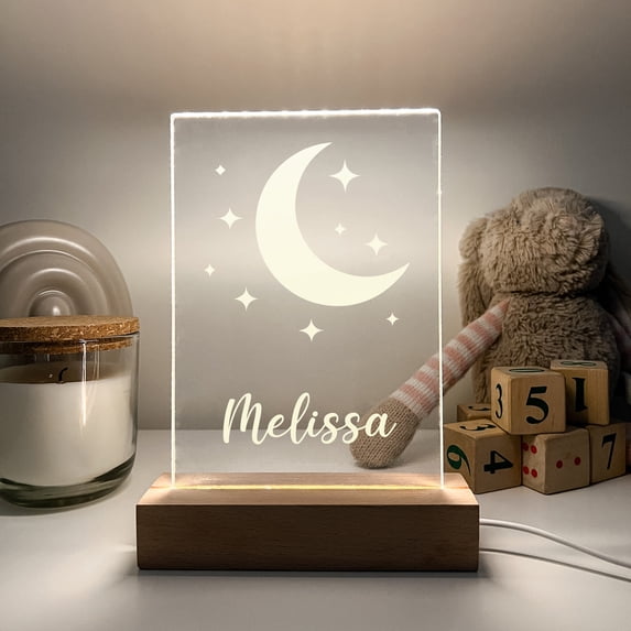 Personalized Stand Night Light Up Lamp LED Custom Free Engraved Names ...
