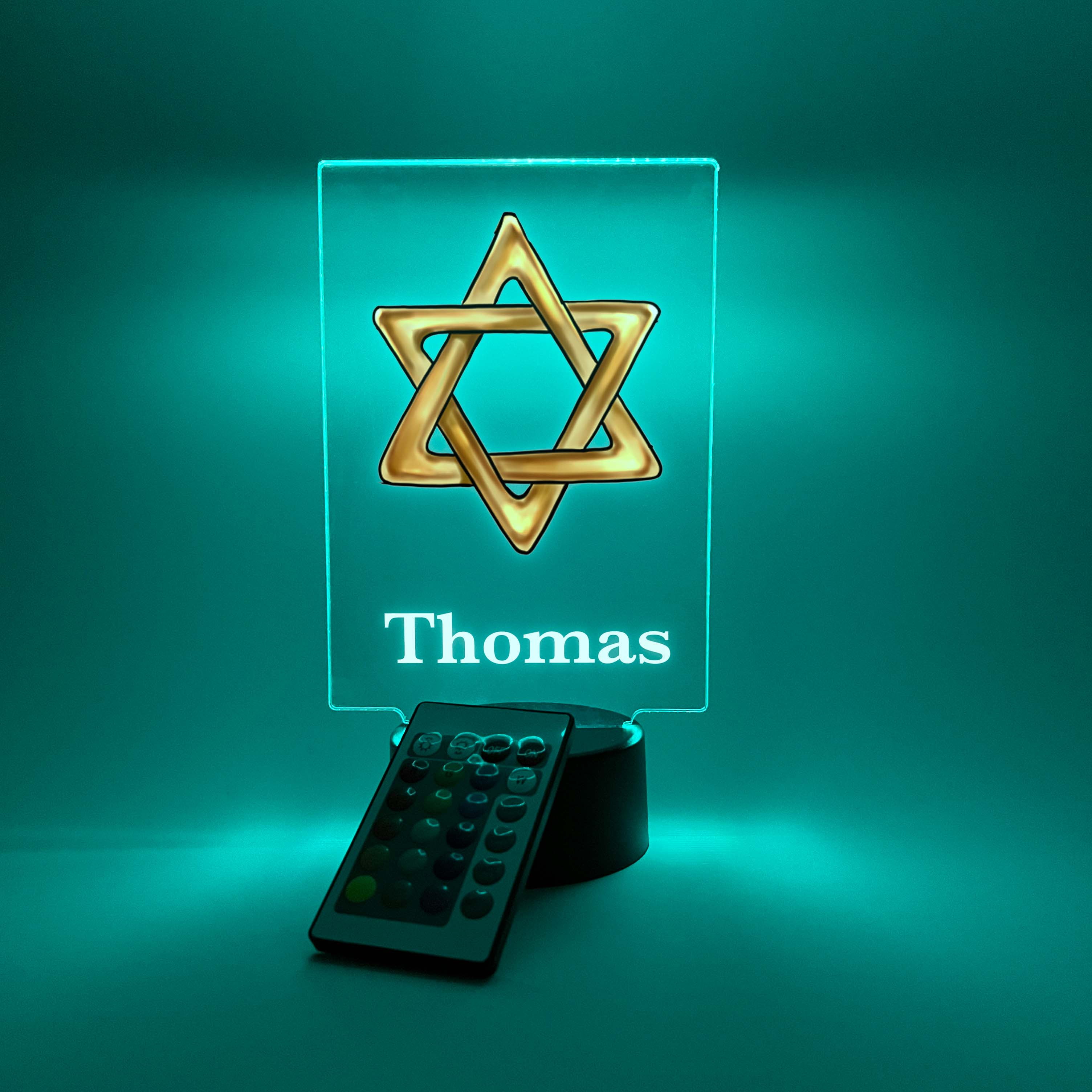Personalized Star of David Night Light Up LED Judaica Home Decor Magen ...