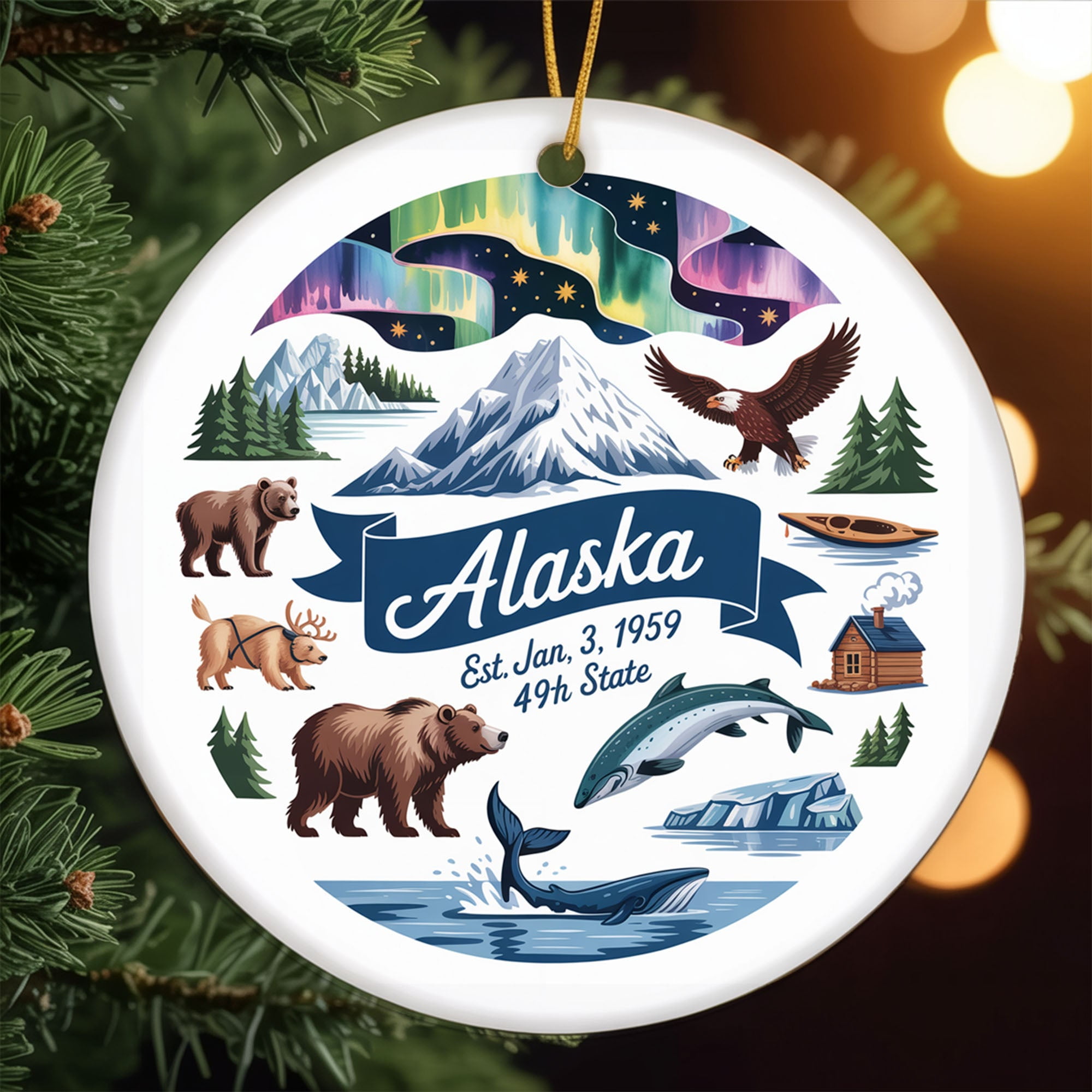 Personalized State Ornament – Ceramic Christmas Decoration with Name ...