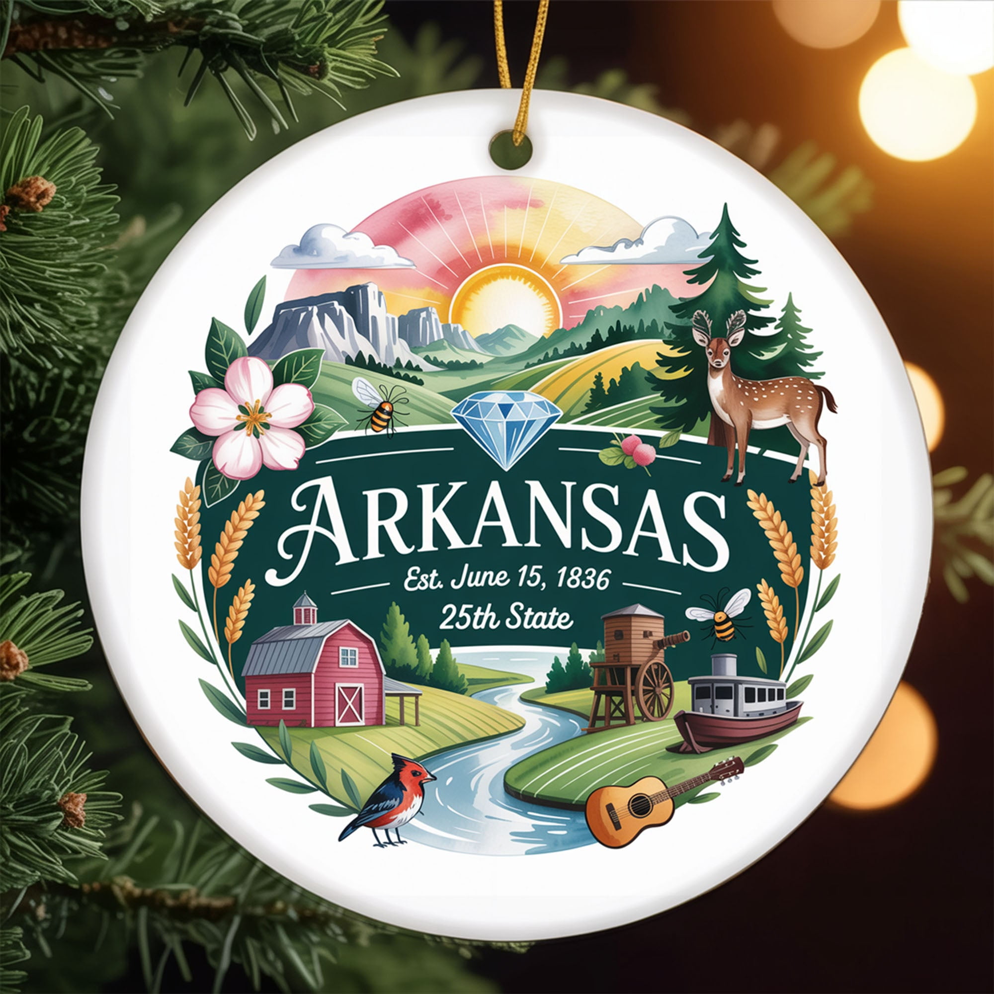 Personalized State Ornament – Ceramic Christmas Decoration with Name ...