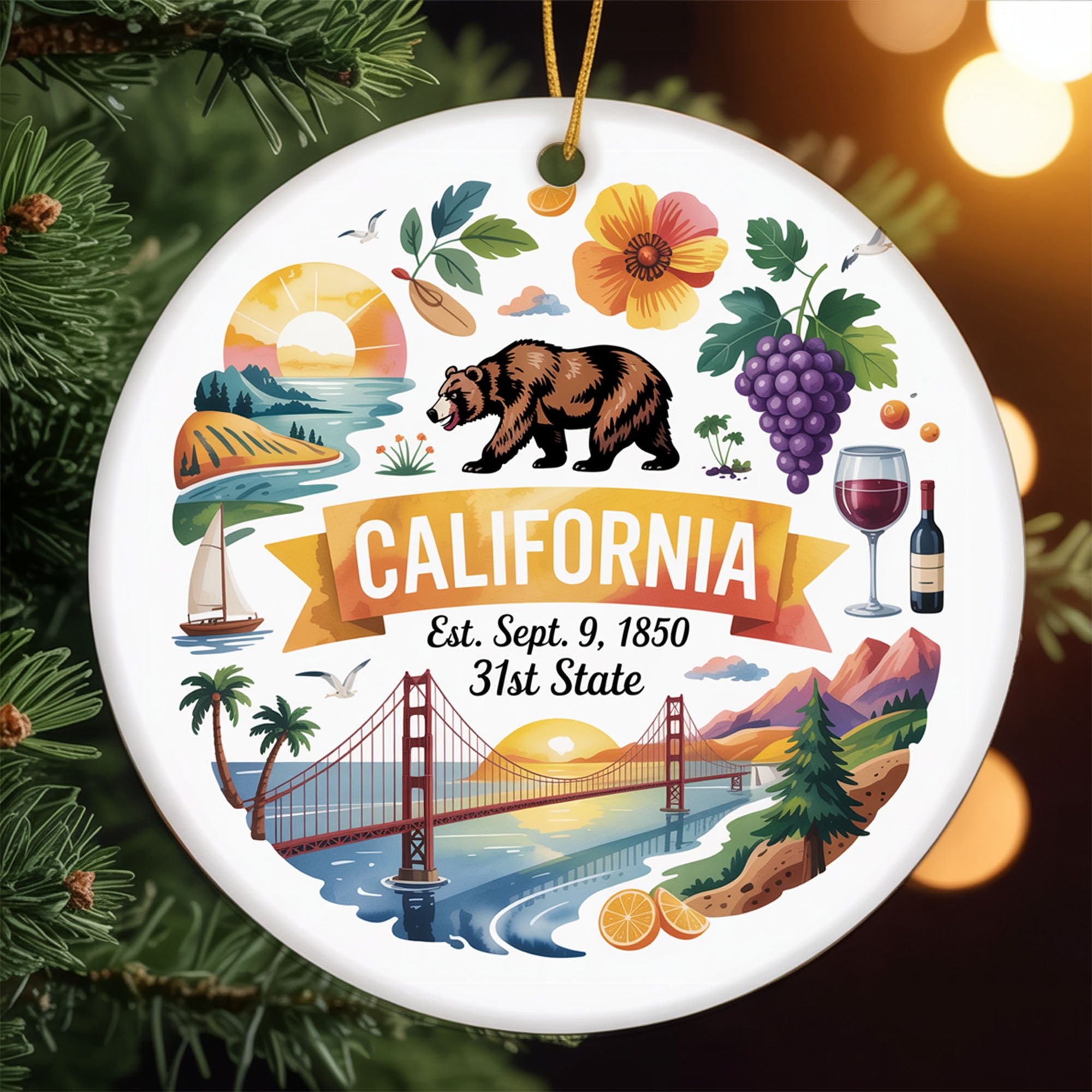 Personalized State Ornament – Ceramic Christmas Decoration with Name ...