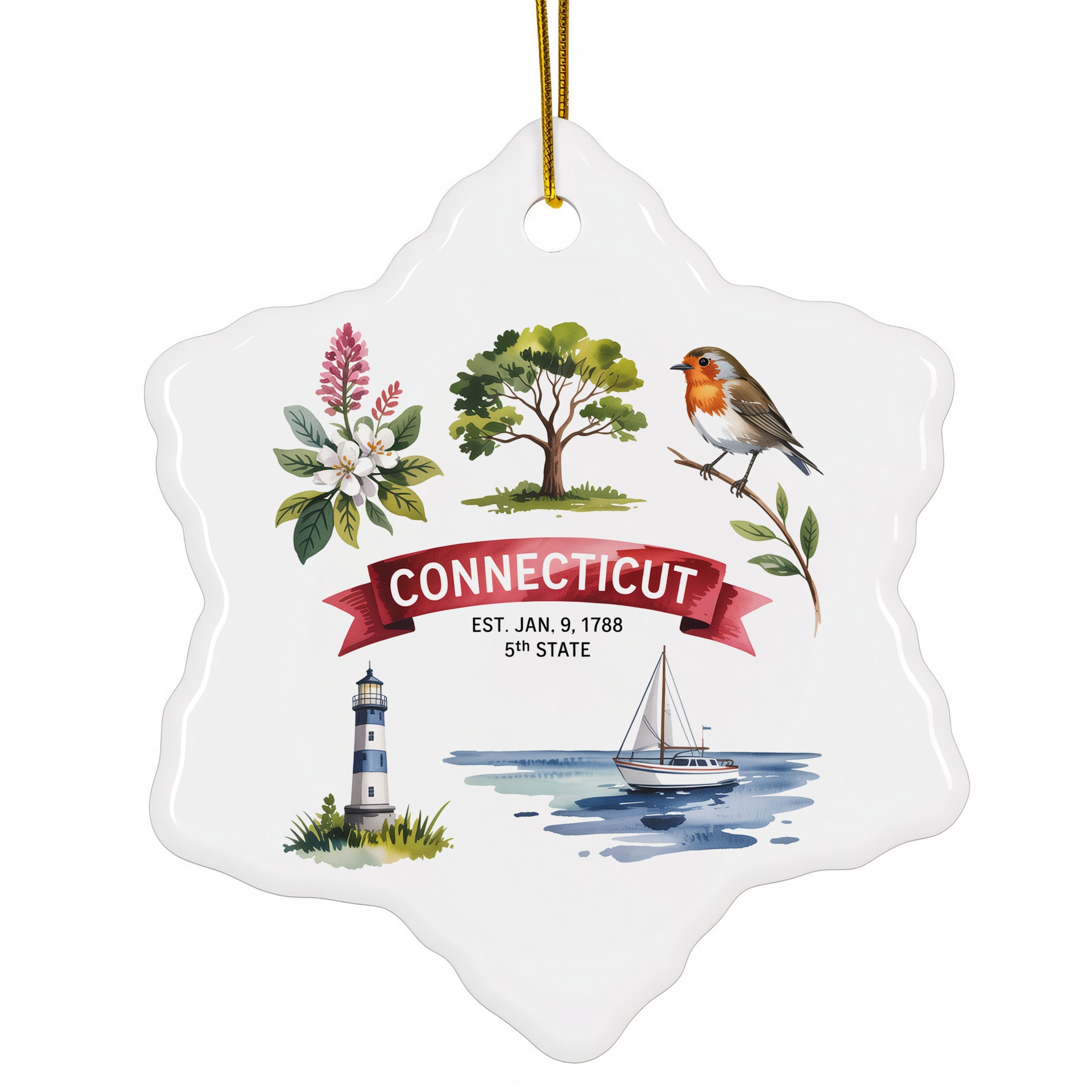 Personalized State Ornament – Ceramic Christmas Decoration with Name ...