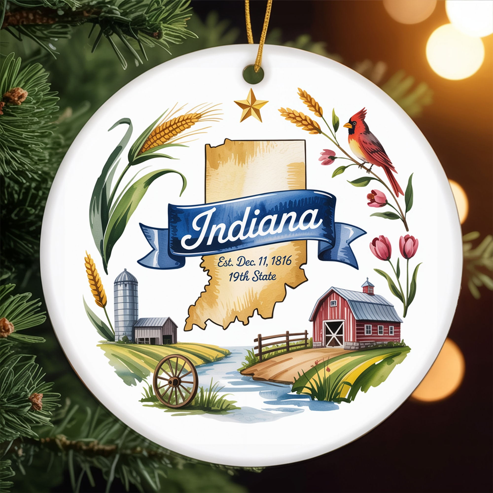 Personalized State Ornament – Ceramic Christmas Decoration with Name ...