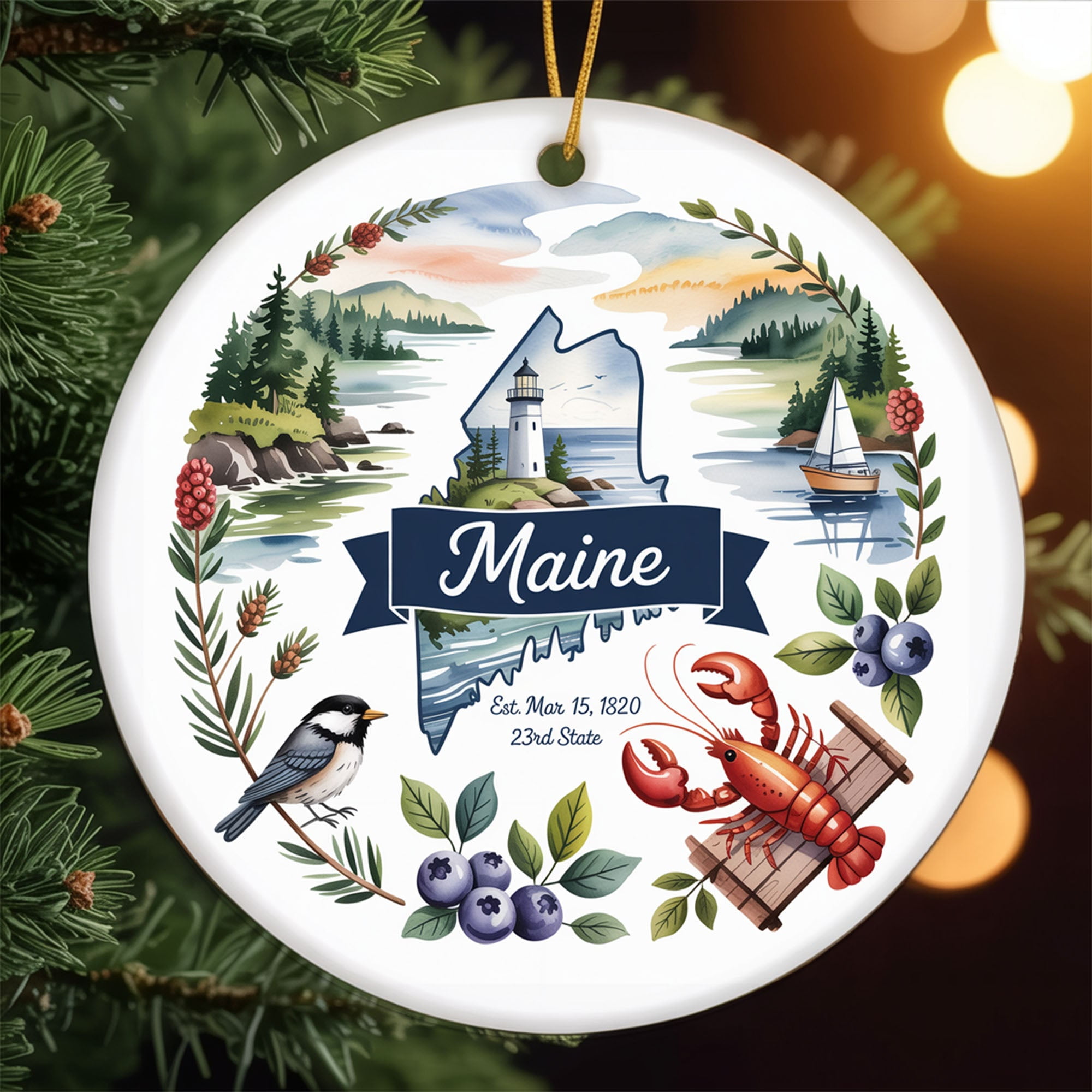 Personalized State Ornament – Ceramic Christmas Decoration with Name ...
