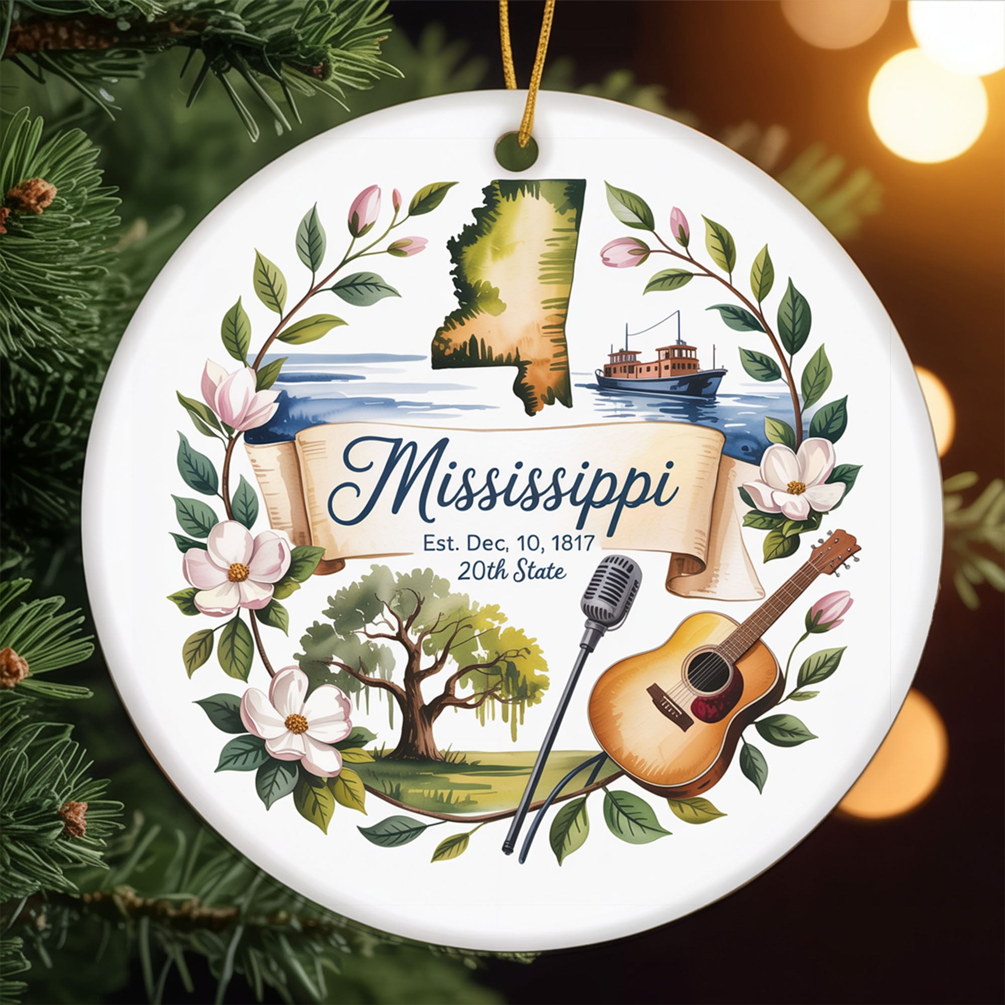 Personalized State Ornament – Ceramic Christmas Decoration with Name ...
