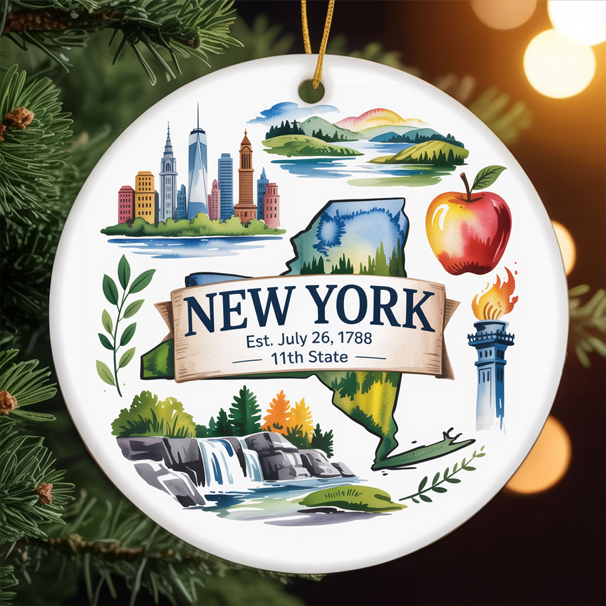 Personalized State Ornament – Ceramic Christmas Decoration with Name ...