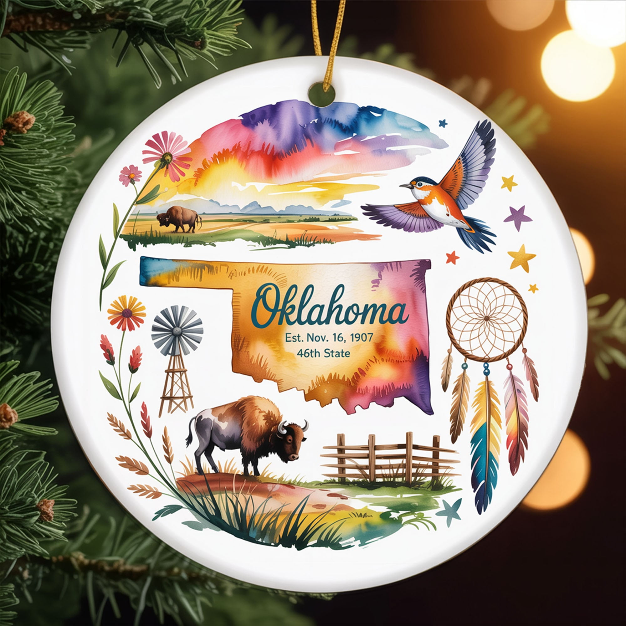Personalized State Ornament – Ceramic Christmas Decoration with Name ...