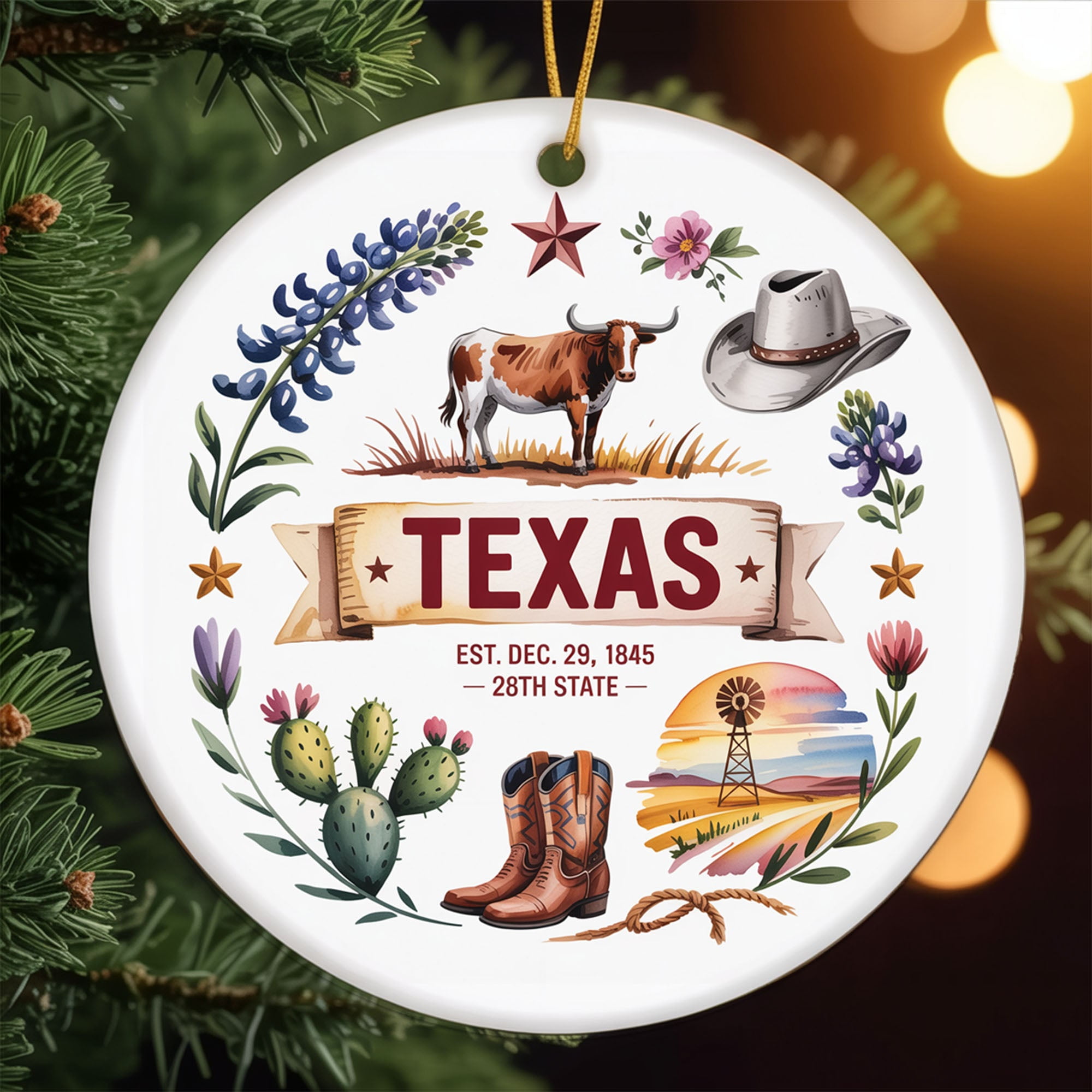 Personalized State Ornament – Ceramic Christmas Decoration with Name ...