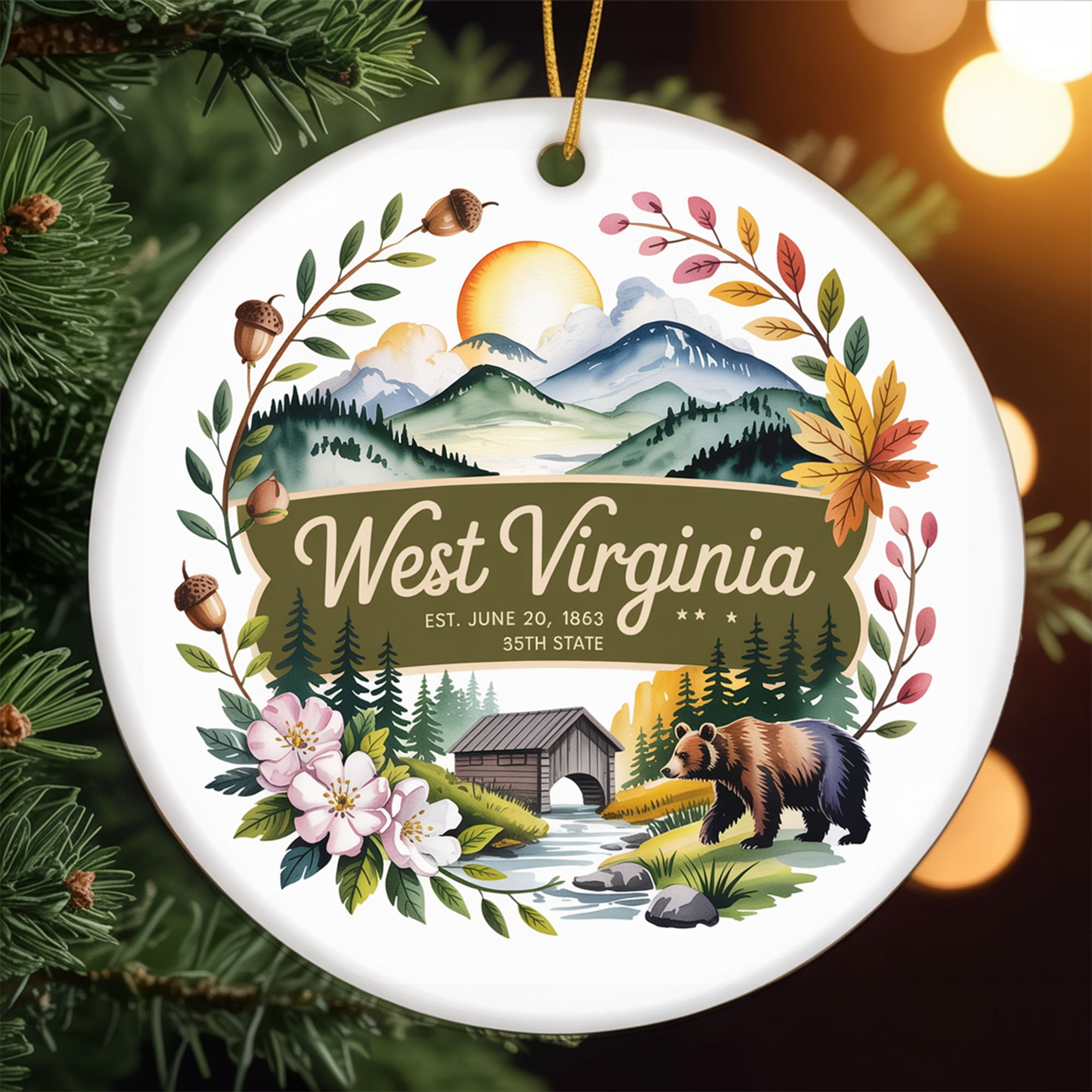 Personalized State Ornament – Ceramic Christmas Decoration with Name ...