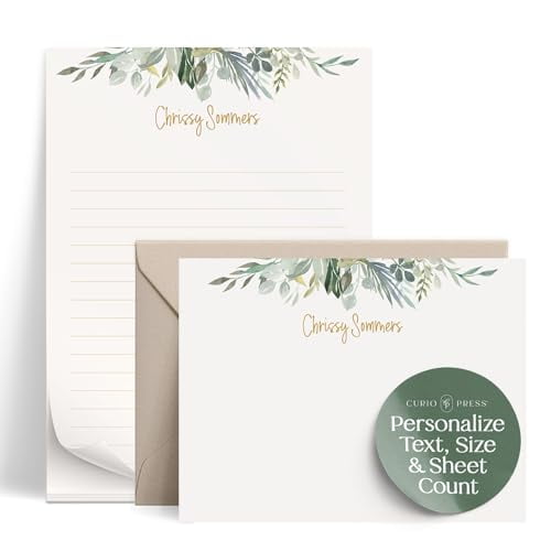 Personalized Stationery for Women or Girls, Flat Notecards with ...