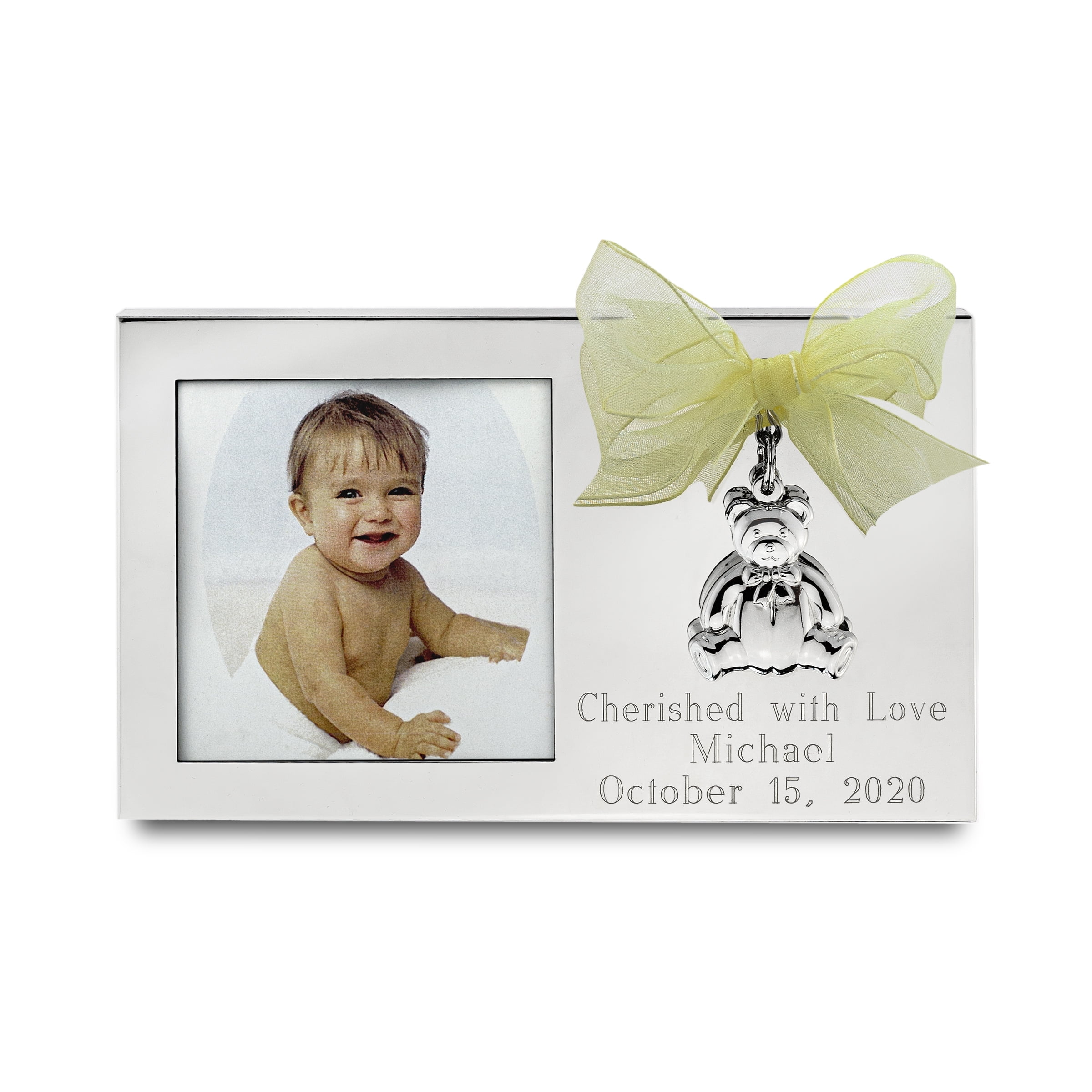 Personalized Steel Tone Teddy Bear Baby Picture Frame - Perfect New ...