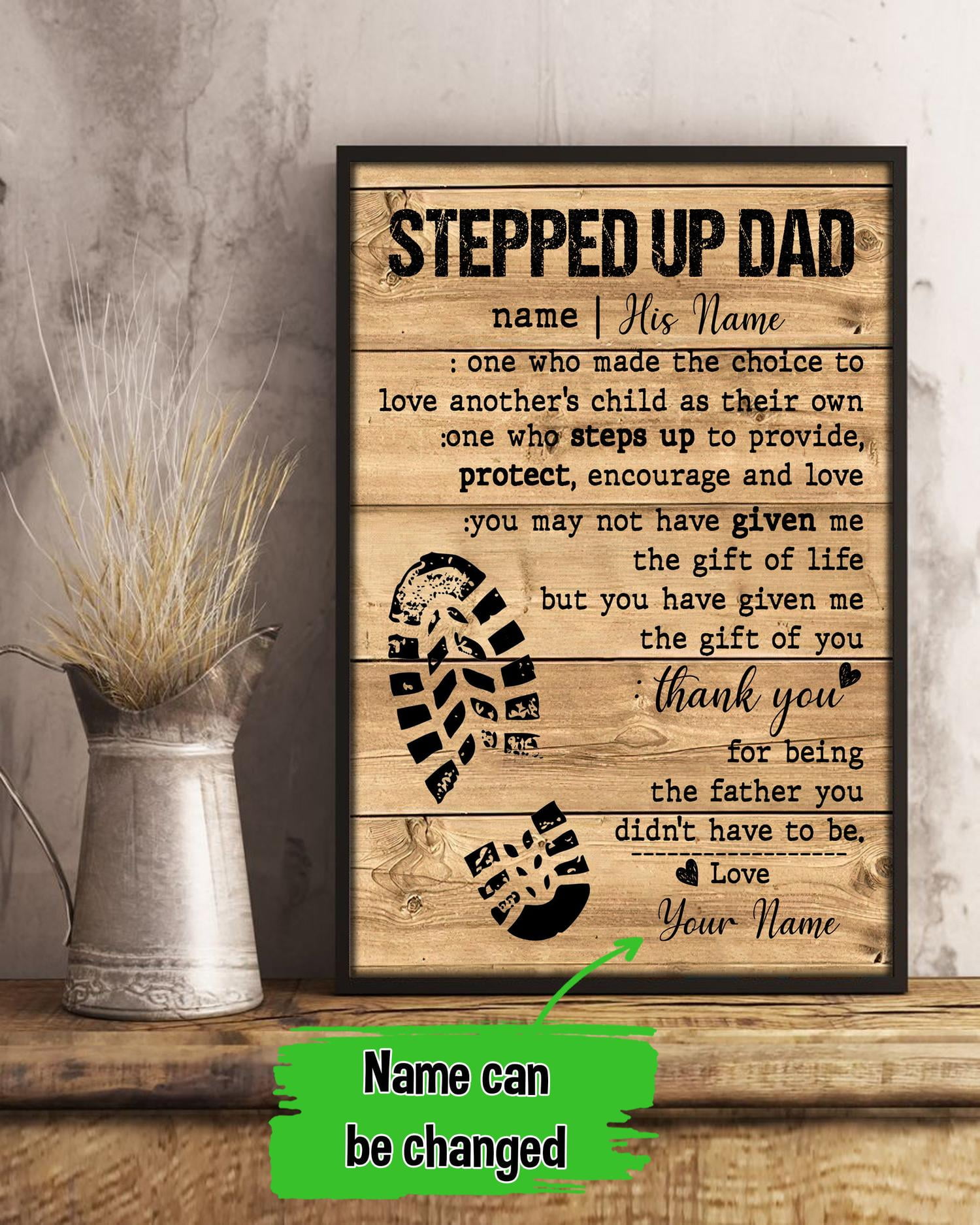 Personalized Stepped Up Dad Poster To My Bonus Dad Poster Custom Name ...