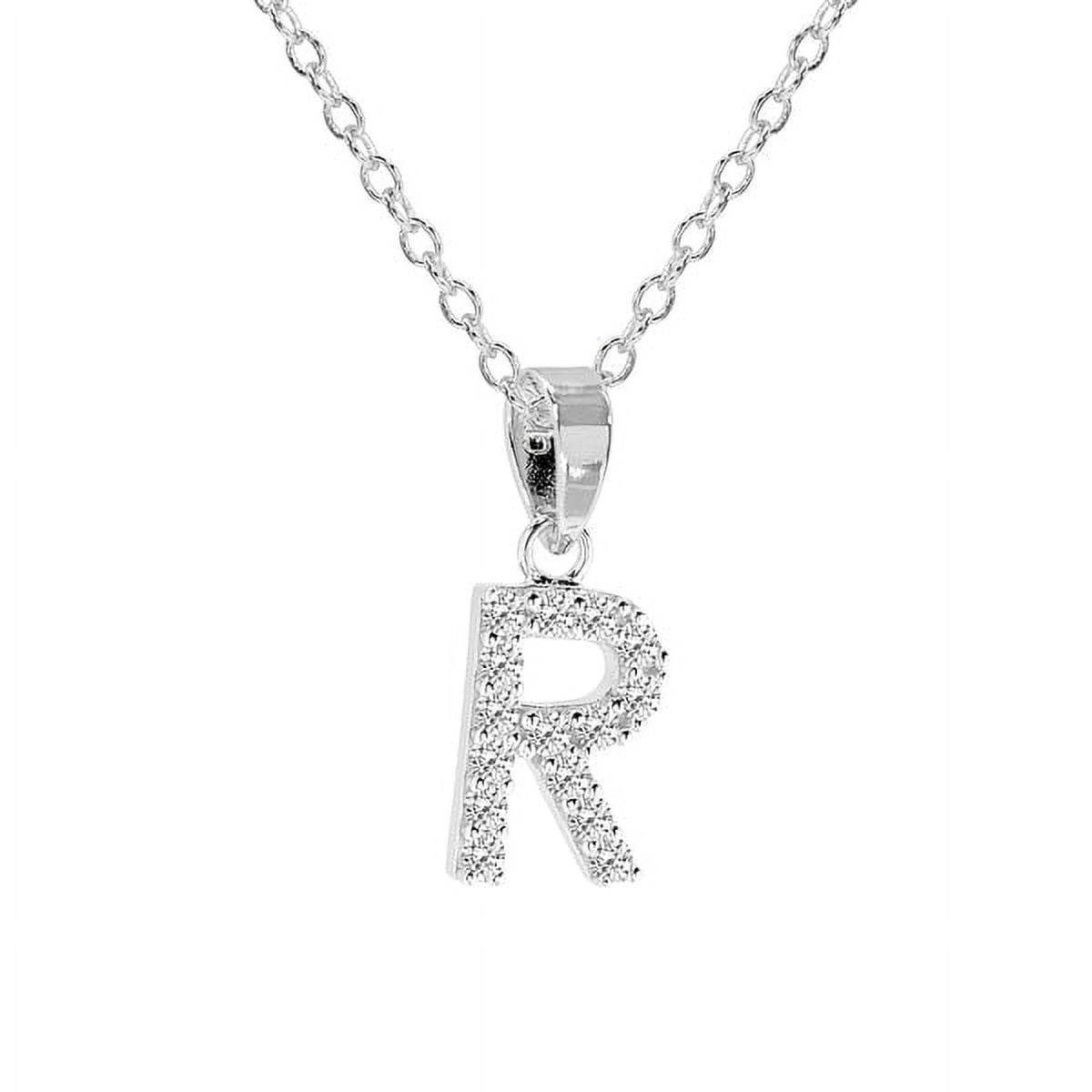 Personalized Sterling Silver Cubic Zirconia Initial Letter Pendant with ...