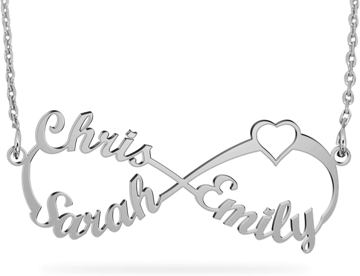 Personalized Sterling Silver Infinity Necklace With Names Custom 18K ...