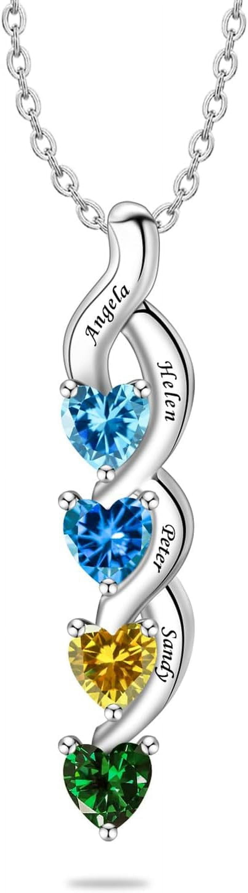 Personalized Sterling Silver Mothers Name Necklace With 1-6 Simulated ...