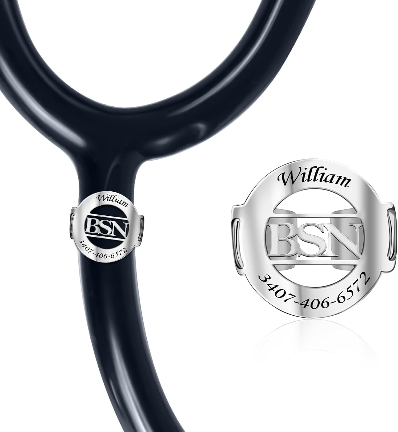 Personalized Stethoscope Name Tags with Birthstone Custom Name Id Charm ...