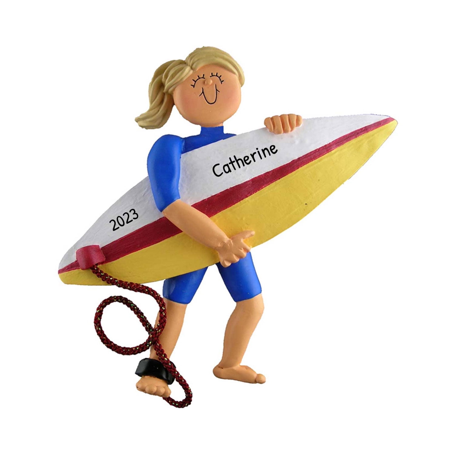Personalized Surfboard Ornaments 2024 - Blonde Surfer Girl Beach ...