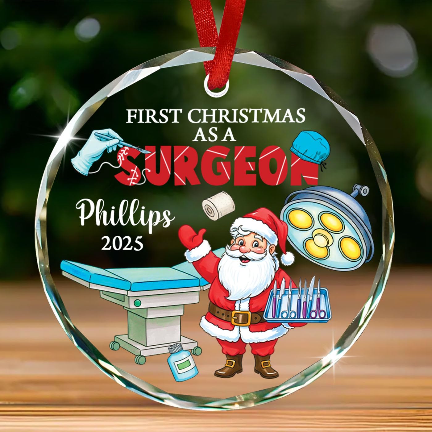 Personalized Surgeon Glass Ornament Christmas 2025, First Christmas As ...