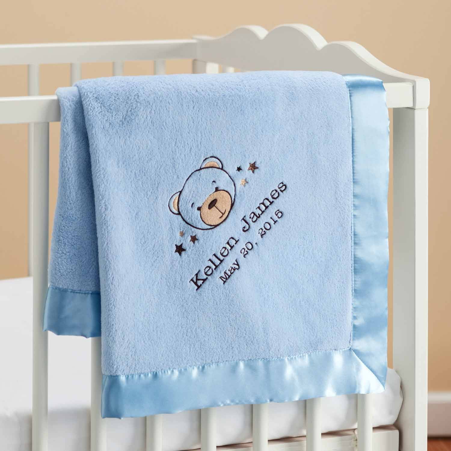 Personalized Sweet Bear Blue Baby Blanket - Walmart.com
