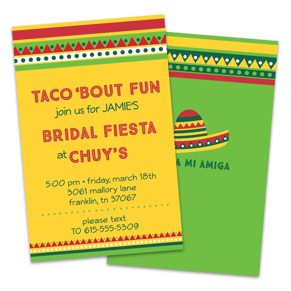 Personalized Taco Bout Fun Fiesta Bridal Luncheon Invitation - Walmart.com