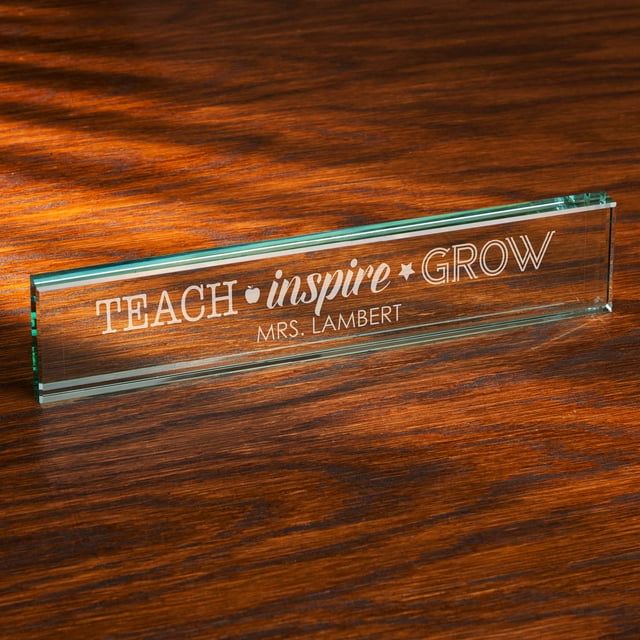Personalized Teach Inspire Grow Jade Glass Name Plate - Walmart.com