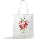 Generic Personalized Teacher Canvas Tote Bag, Learn Inspire Grow Apple ...