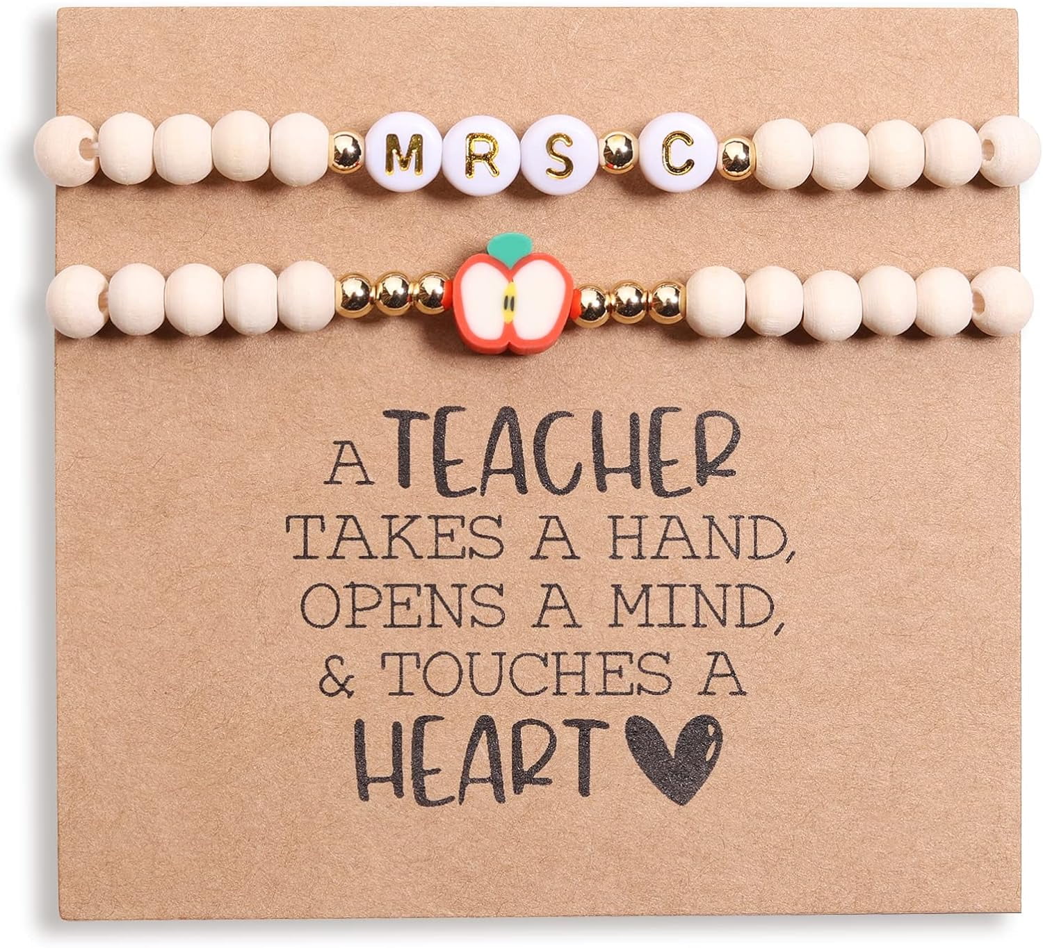 Personalized Teacher Bracelet for Women, 2 Pcs Initial Mrs Miss Ms ...