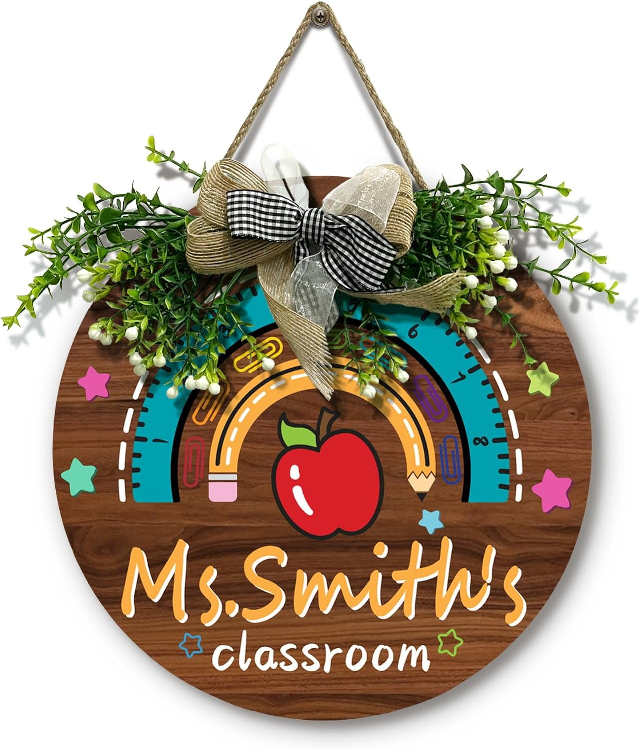 Personalized Teacher Classroom Door Sign Wooden Teacher Name Signs for ...
