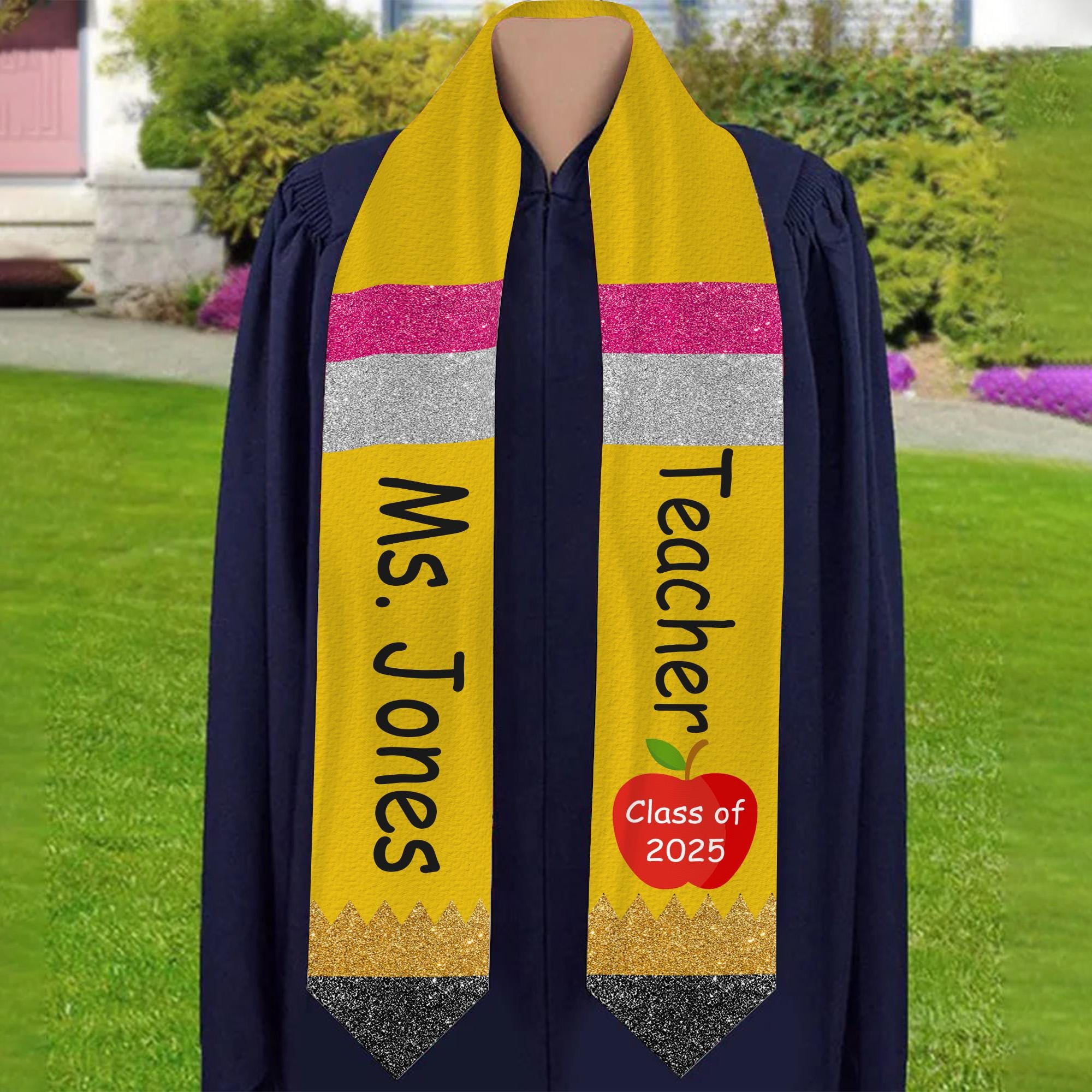 Personalized Teacher Pencil Graduation 2025 Stole , Best Gift For ...