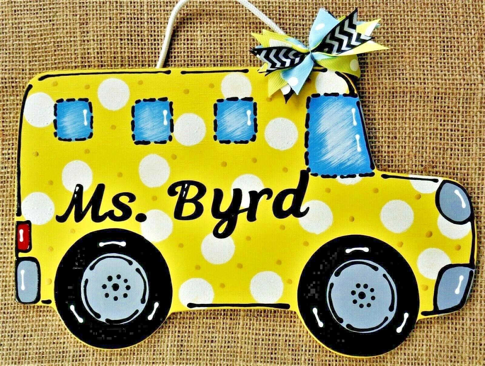 Personalized Teacher School Bus Sign Class Classroom Wall Art Door ...