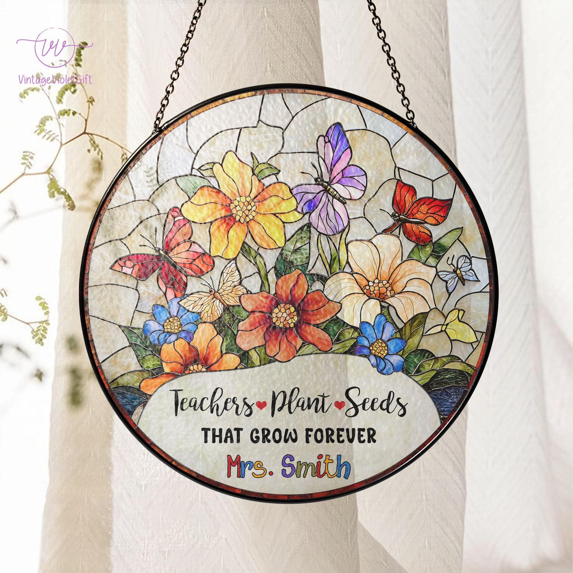 Personalized Teacher Stained Glass Suncatcher, Teacher Appreciation ...