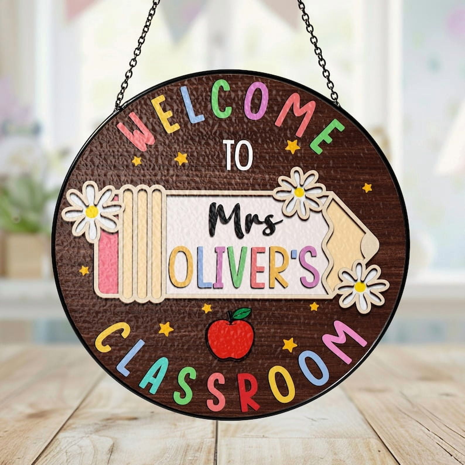 Personalized Teacher Stained Glass Suncatcher – Teacher Appreciation ...