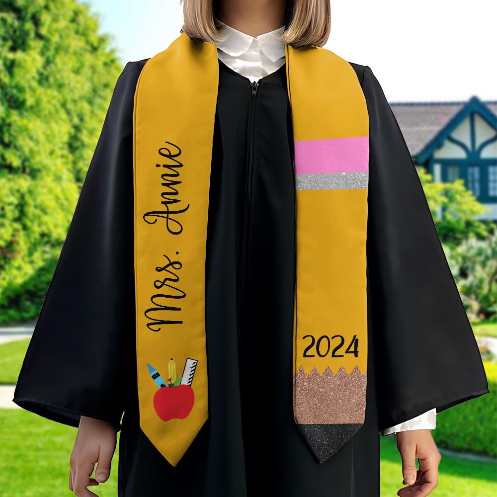 Personalized Teacher Stole, Custom Teacher Graduation Stole, Pencil ...