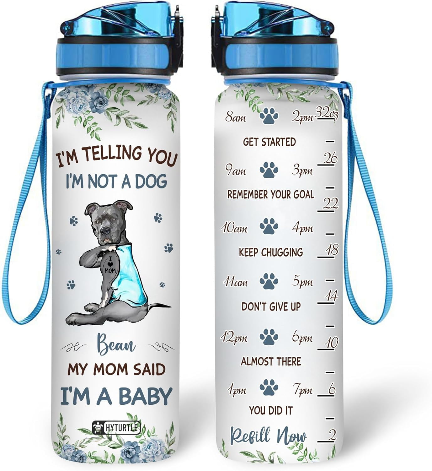 Personalized I'm Telling I'm Not A Dog 32oz Liter Motivational Water ...